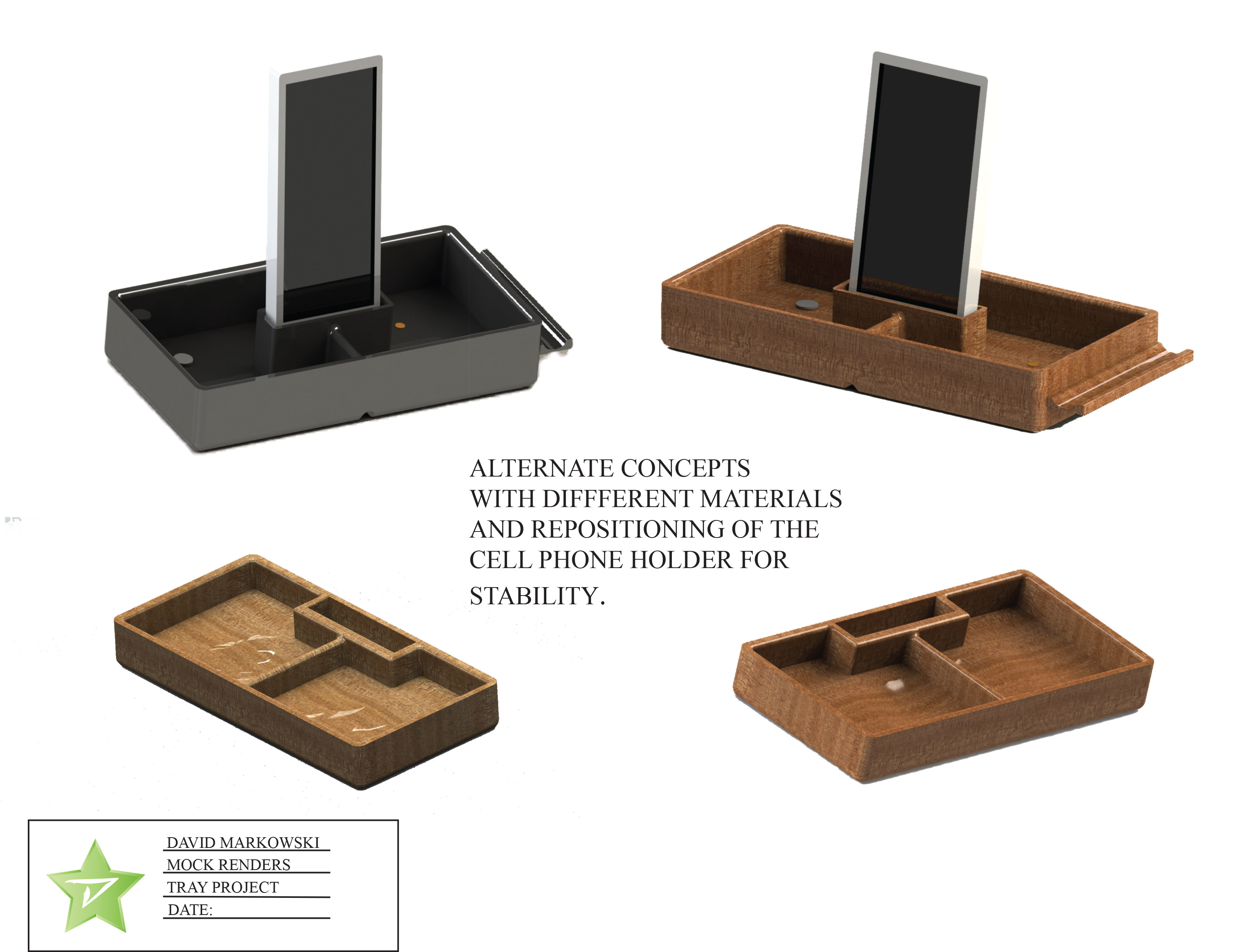 Table Top Tray with Cell Phone Holder by David Markowski at Coroflot.com