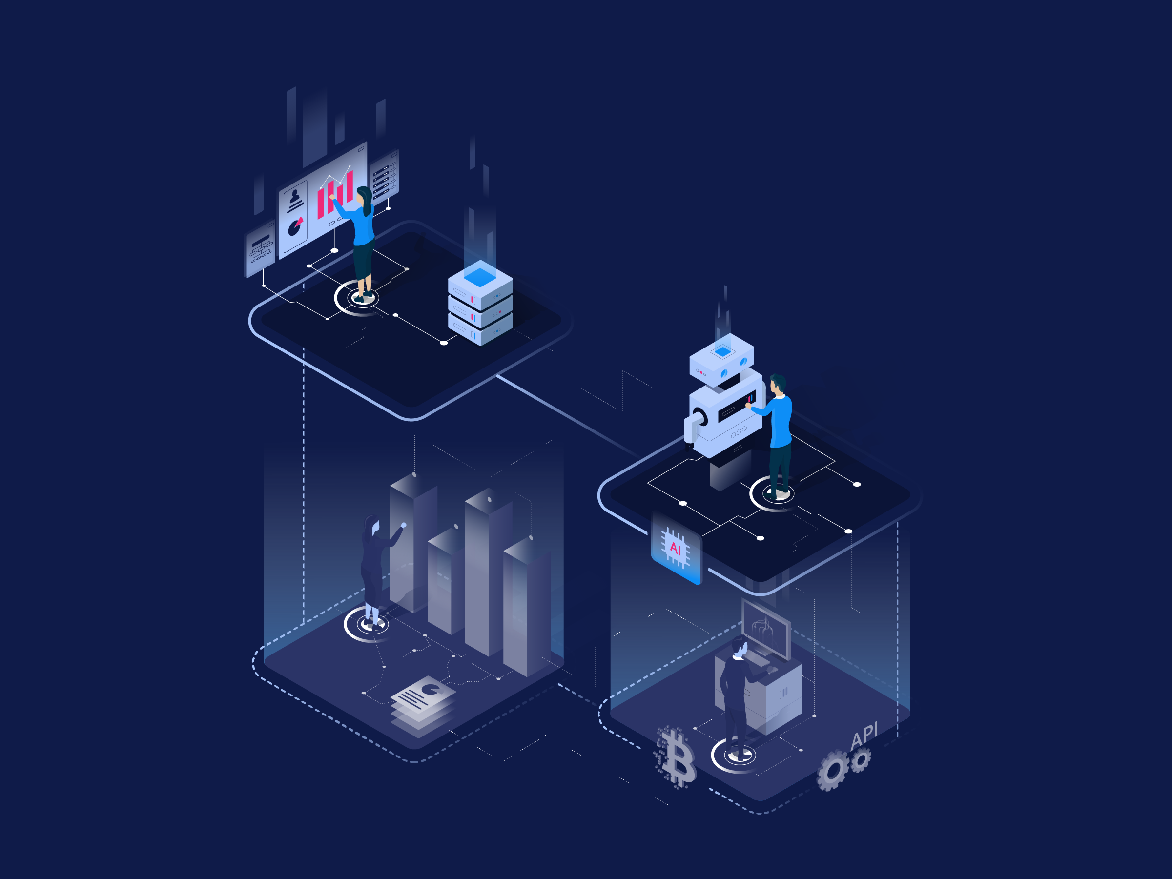 Automation Software Isometric Illustrations by Dan Kindley at Coroflot.com