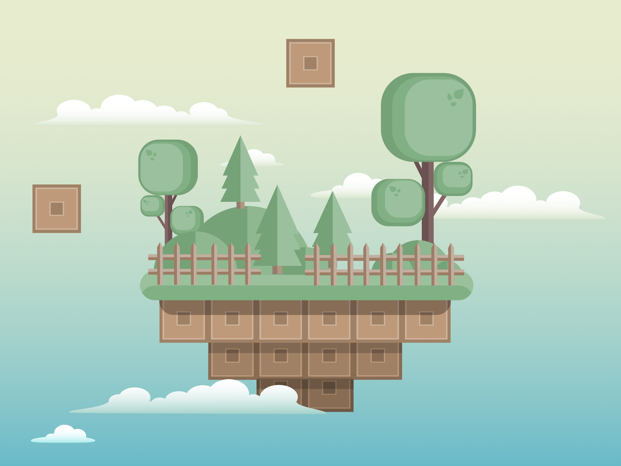 Platformer game pack 2D "Flying island" by Very Vel at Coroflot.com